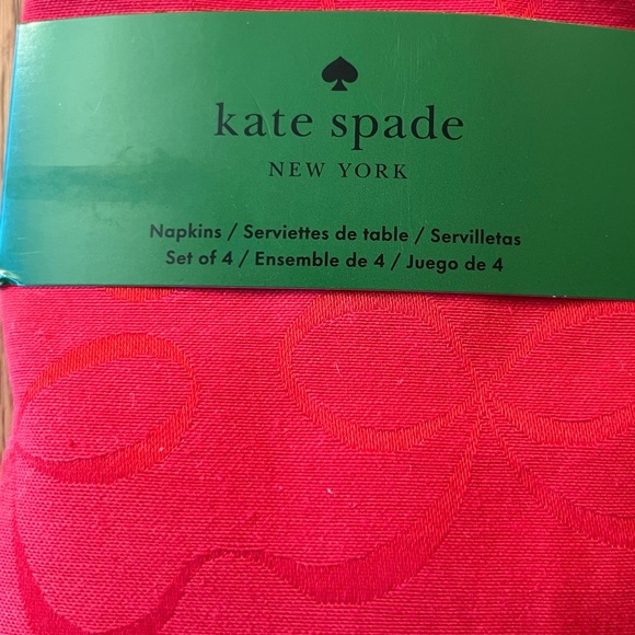 kate spade | Kitchen | Nwt Kate Spade Set Of 4 Red Ribbon Cloth Napkins ...